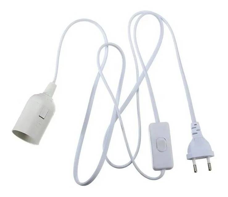 Soquete E27 Enchufe Con Interruptor Cable Blanco – Importadora